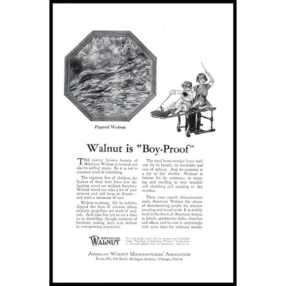 American Walnut | Art | 924 American Walnut Wood Lumber Vintage Print ...